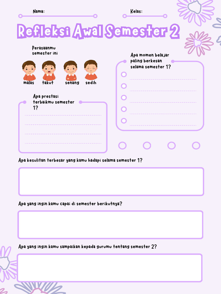 Refleksi Awal Semester 2 Siswa | PDF