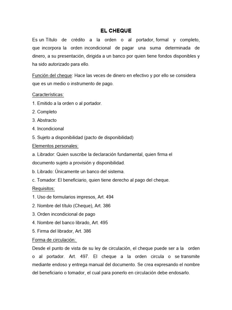 El Cheque | PDF