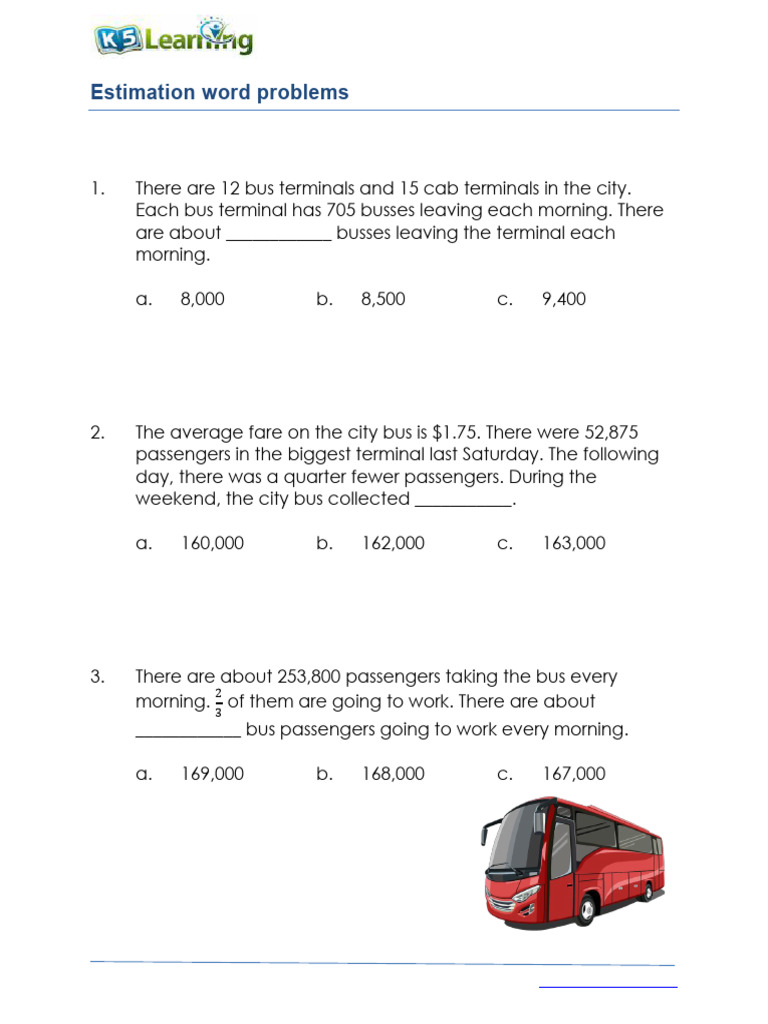 Grade 5 Word Problems Estimating Rounding D | PDF