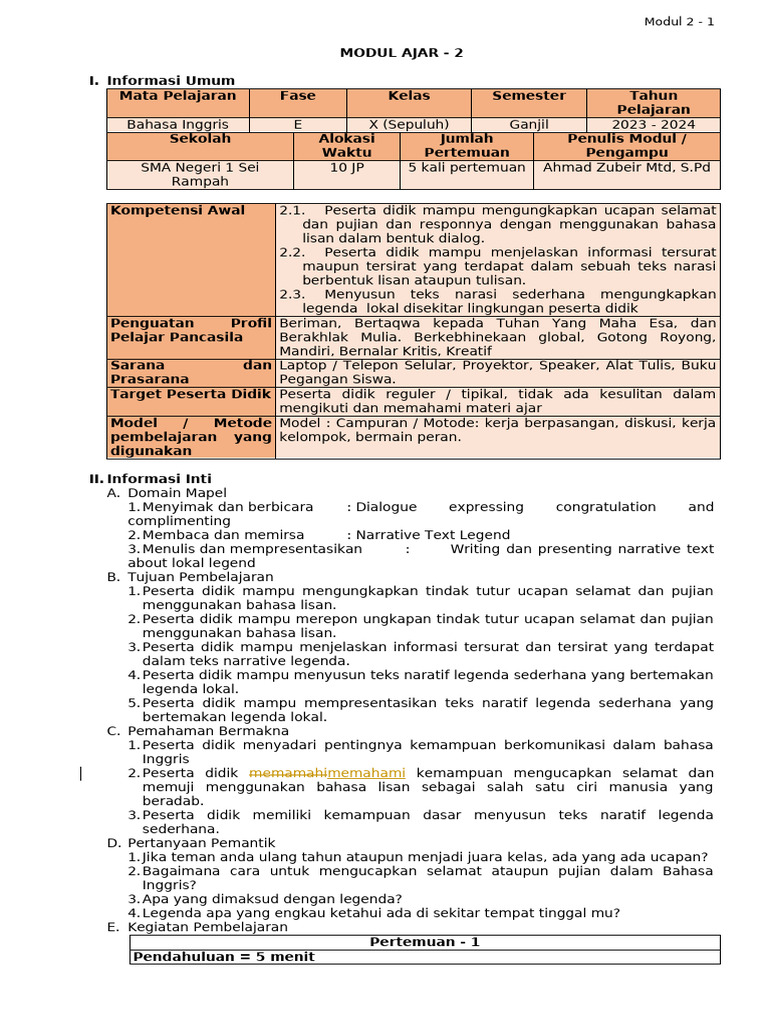 Modul Ajar - 2 | PDF