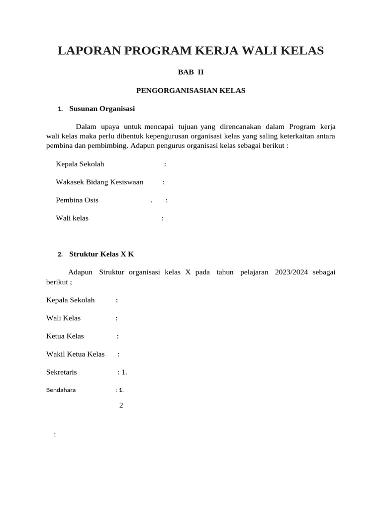 Contoh Laporan Wali Kelas Bab 2 | PDF