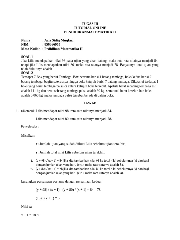 TUGAS III Matematika | PDF