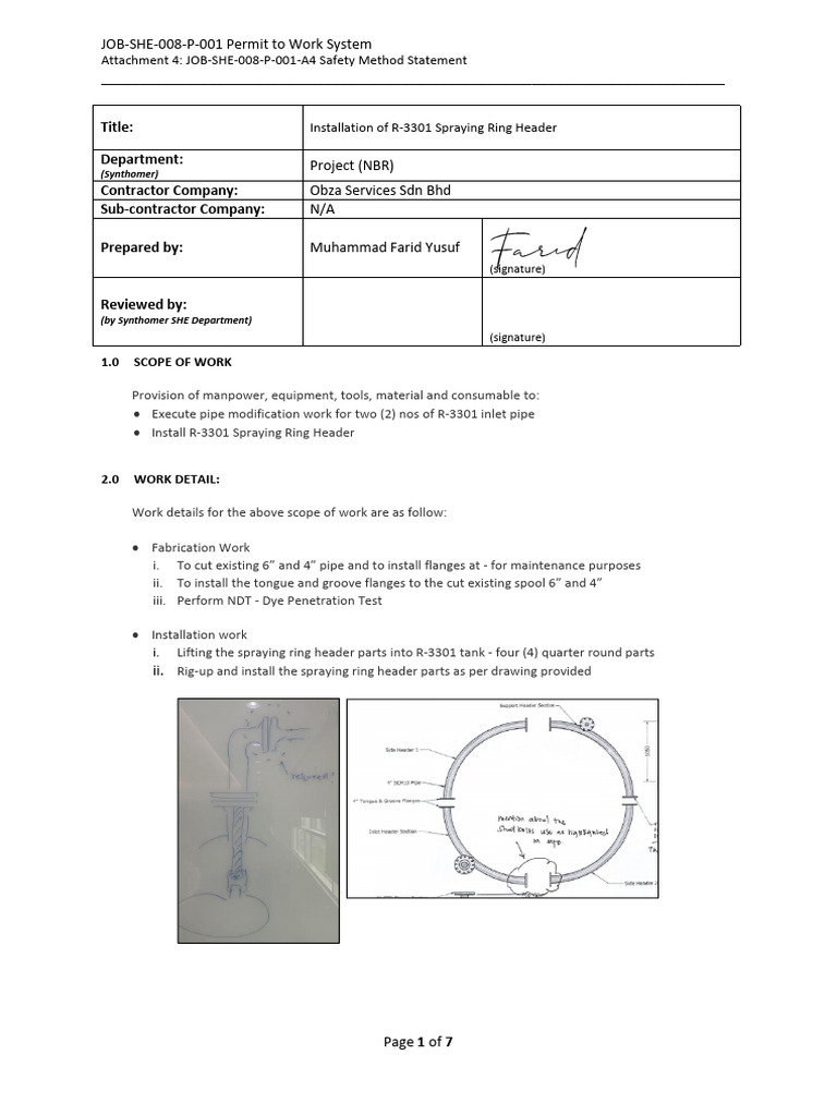 67 SMS - Installation of R-3301 Spraying Ring Header | PDF | Personal ...