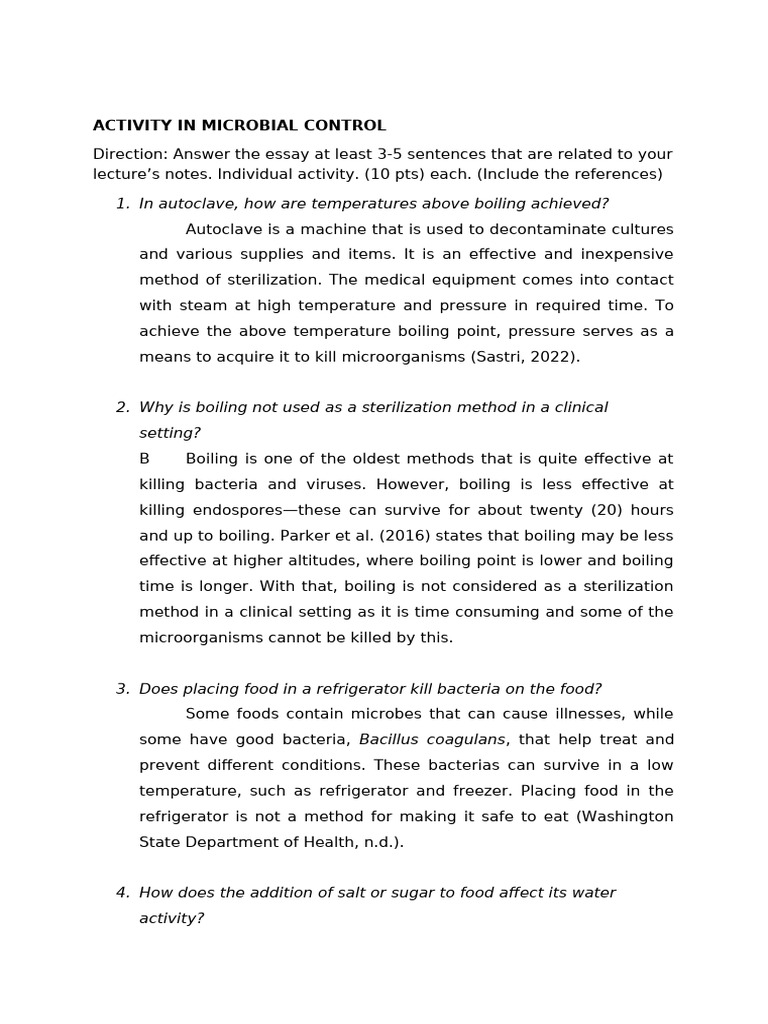 Activity in Microbial Control | PDF | Disinfectant | Microorganism