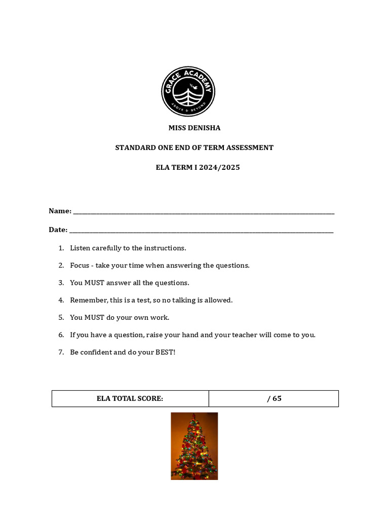 Standard One ELA Assessment 2024/2025 | PDF | Consonant | Languages