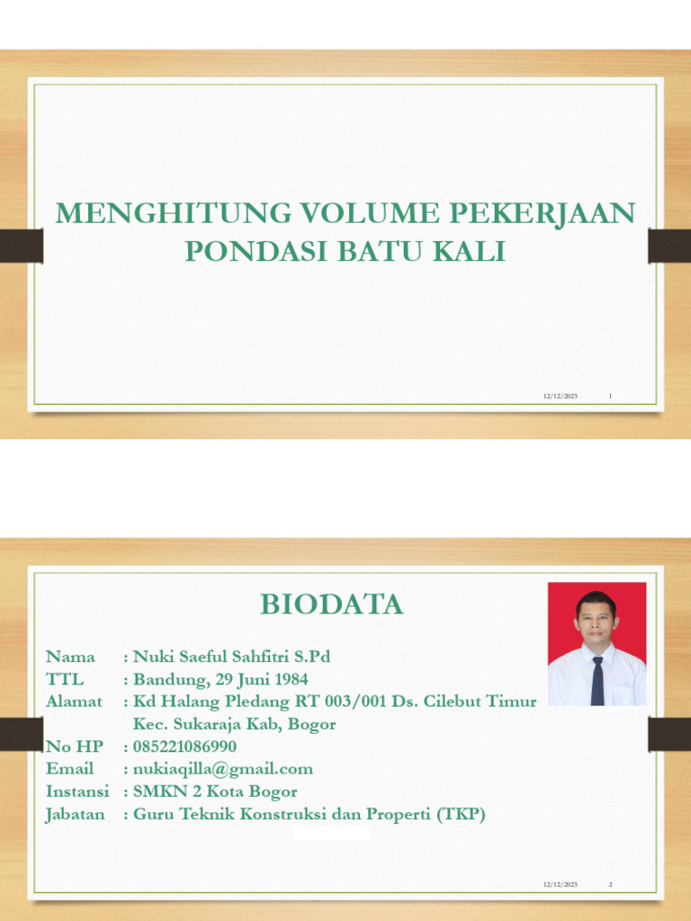Menghitung Volume Pekerjaan Pondasi Batu Kali | PDF
