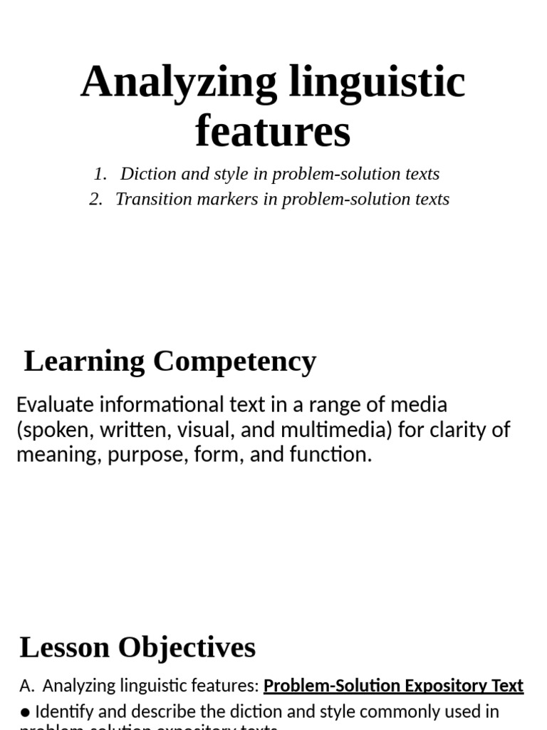 Analyzing Linguistic Features Q4 WEEK1 | PDF | Forest Management ...