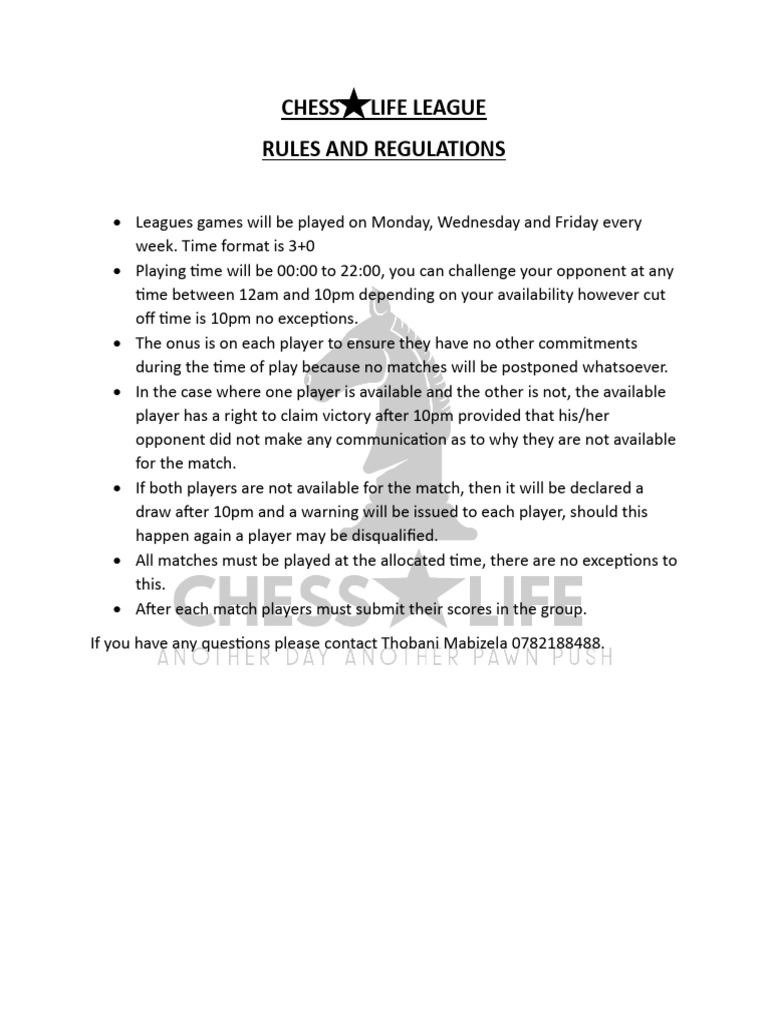 Chess Life League Rules | PDF