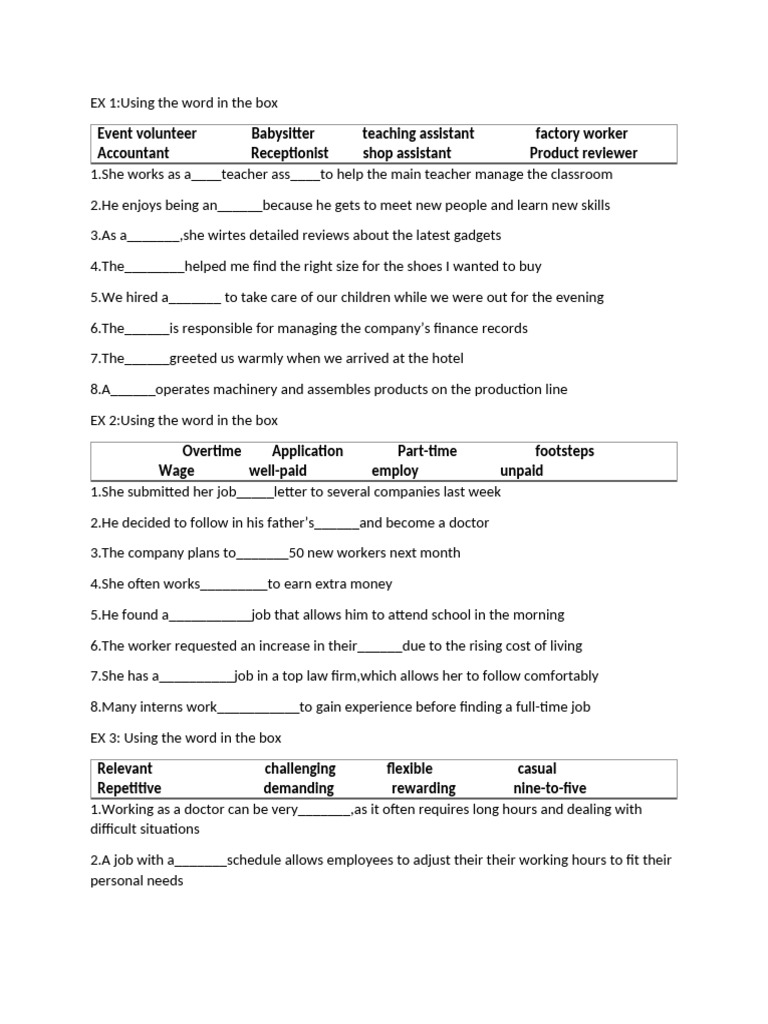EXERCISE_UNIT 5_THE WORLD OF WORK_EDIT | PDF | Cost Of Living ...