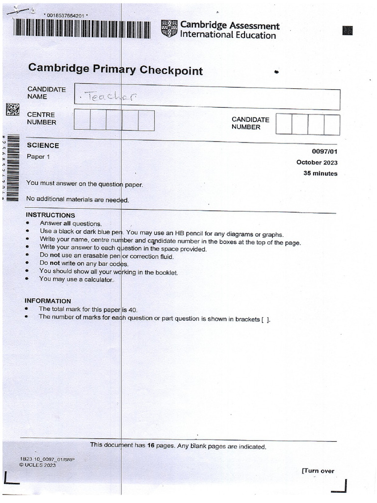 Science P1 October 2023 | PDF