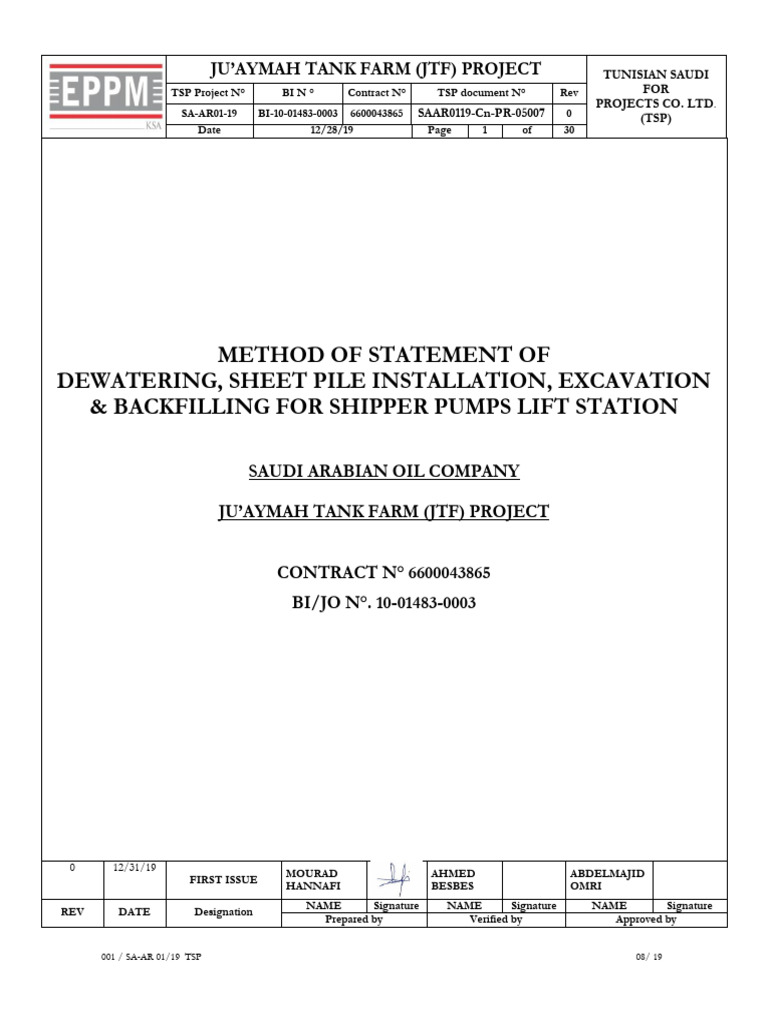 LIft Area Shipper Pump Method Station | PDF | Deep Foundation | Quality ...