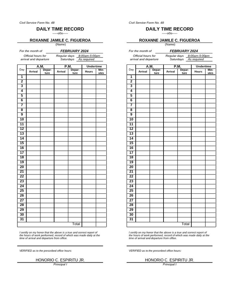 Appendix 24 - Daily Time Record (DTR) | PDF