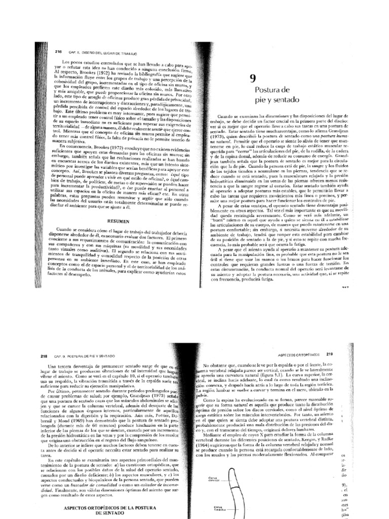 Libro Ergonomía, Cap. 9 Postura de Pie y Sentado | PDF