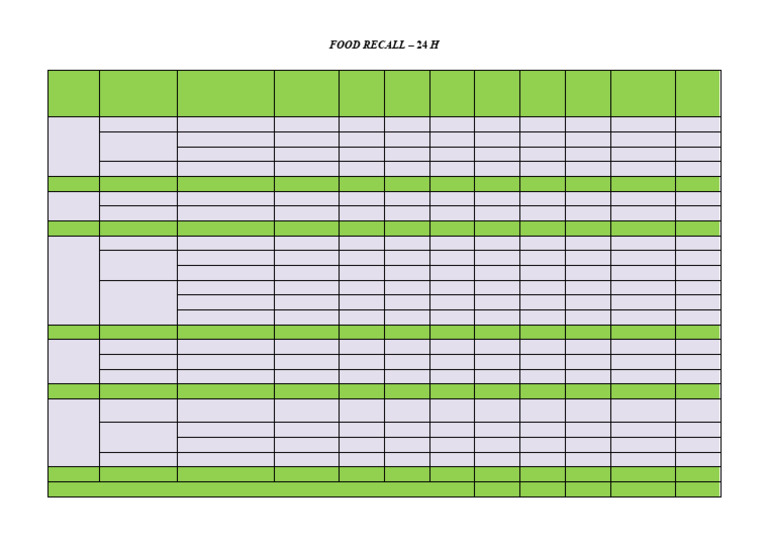 Contoh Food Recall 24 Jam | PDF