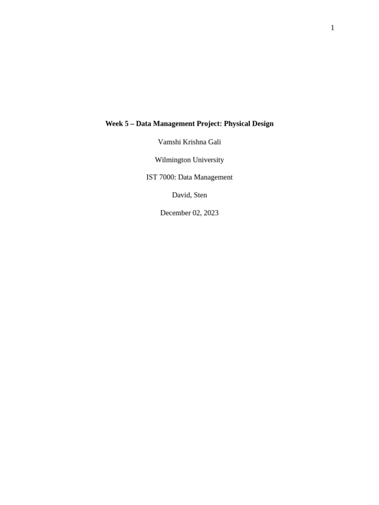 Data Management Project: Physical Design | PDF