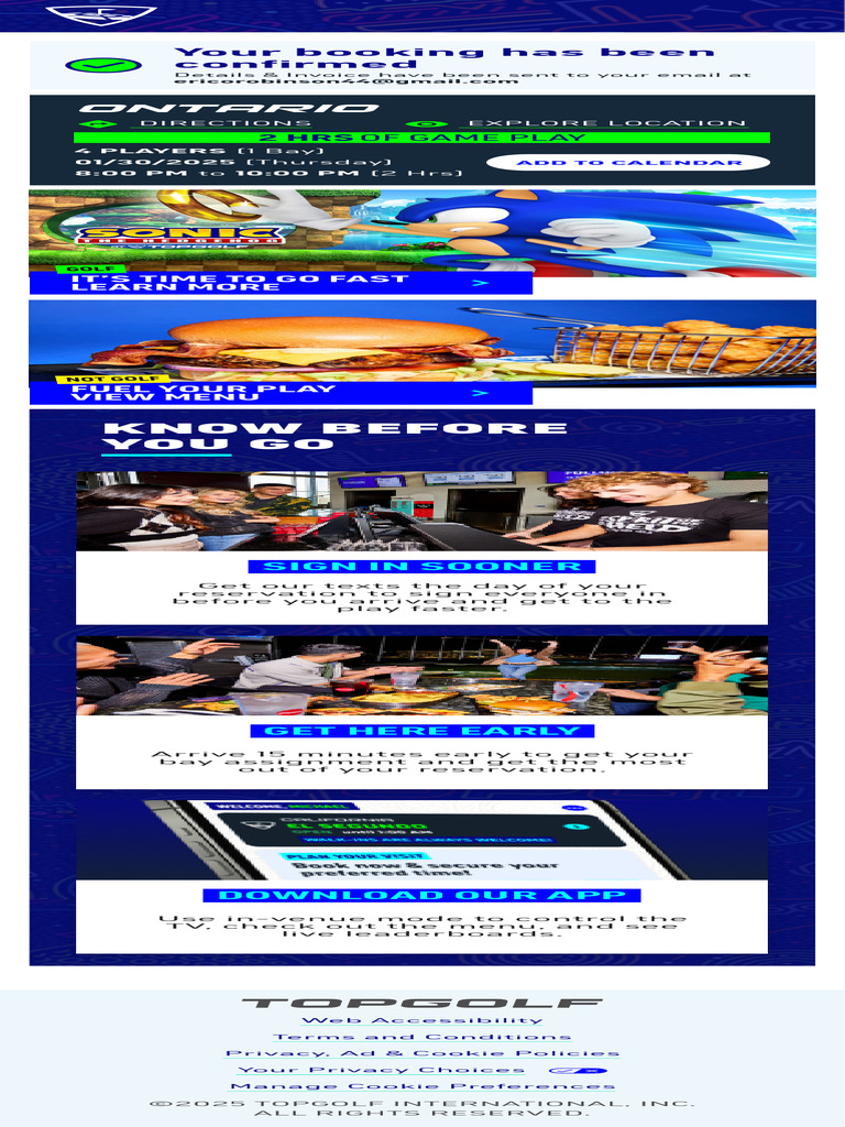 Topgolf Booking - Confirmation | PDF
