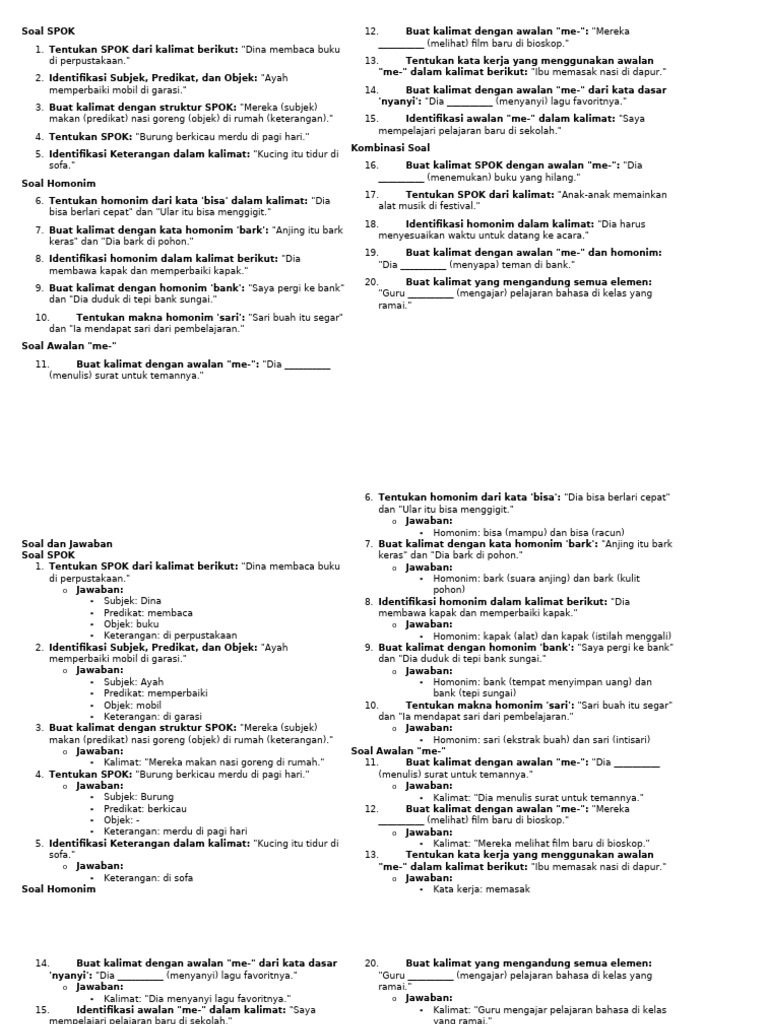 Soal SPOK Kls 4 | PDF