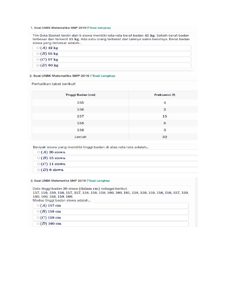 Latihan Soal Statistika | PDF