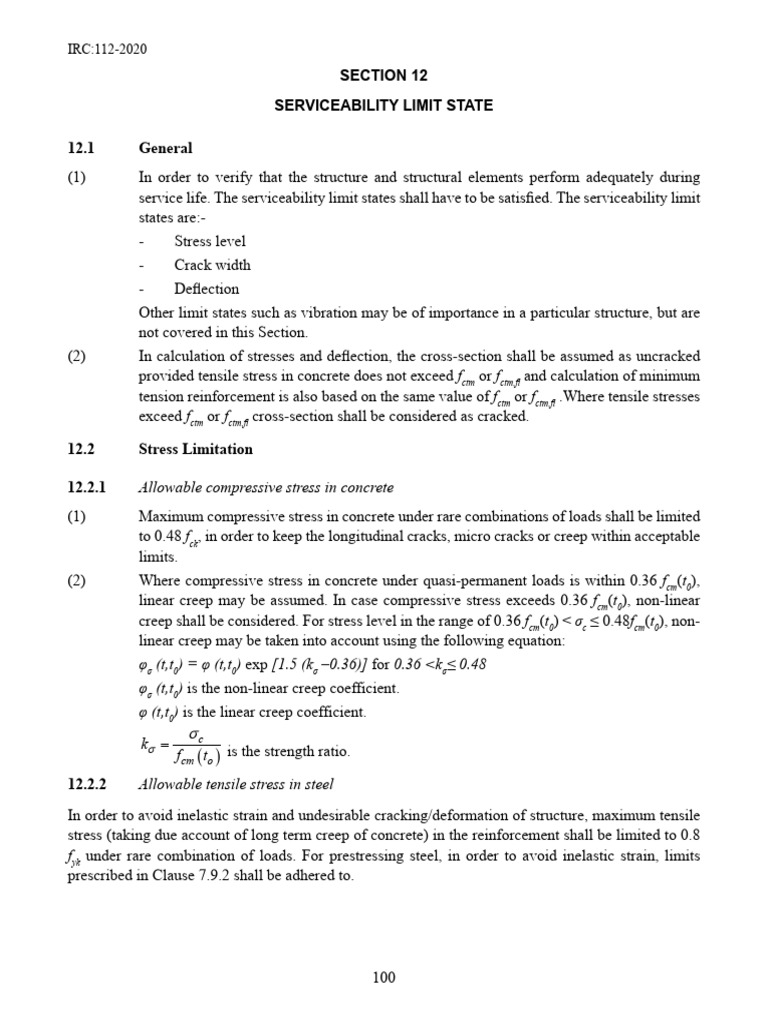 Post Tension (Extract of IRC 112) | PDF | Stress (Mechanics) | Strength ...