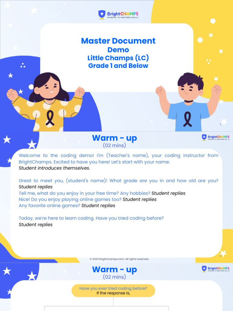 Master Document Demo (LC) (Grade 1 and Below) | PDF