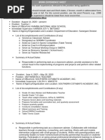 Experience Work Sheet Sample | PDF | Classroom | Teachers