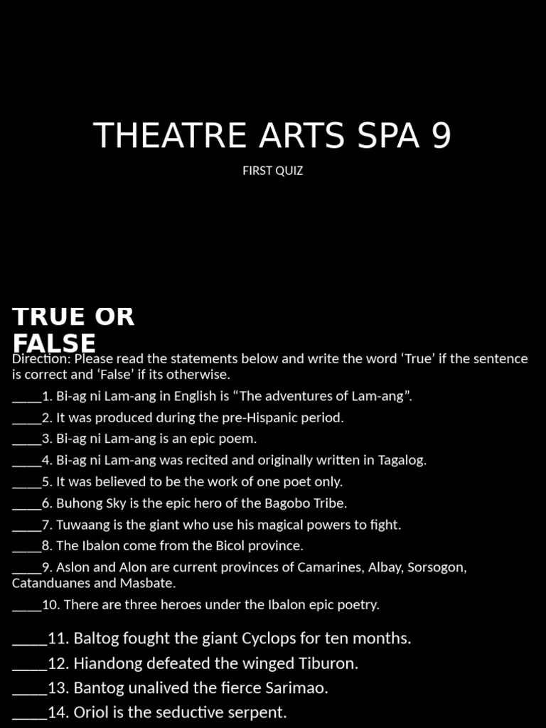 Quiz Theatre Arts Spa 9 | PDF