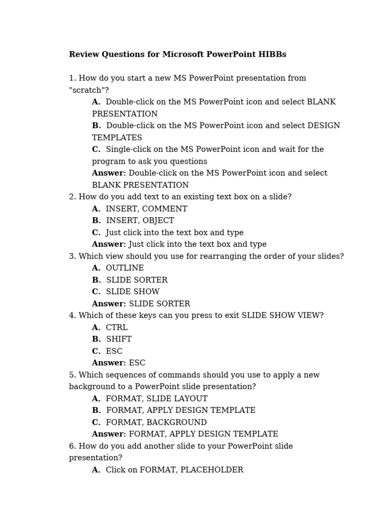 PowerPoint Quiz with Answers | PDF | Microsoft Power Point | Animation