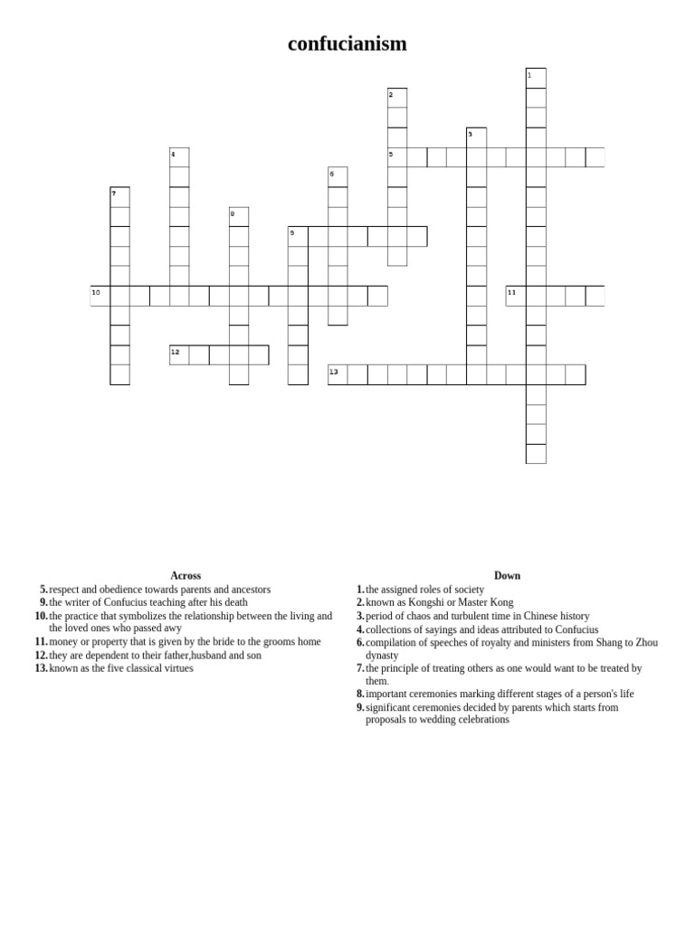Confucianism Crossword | PDF