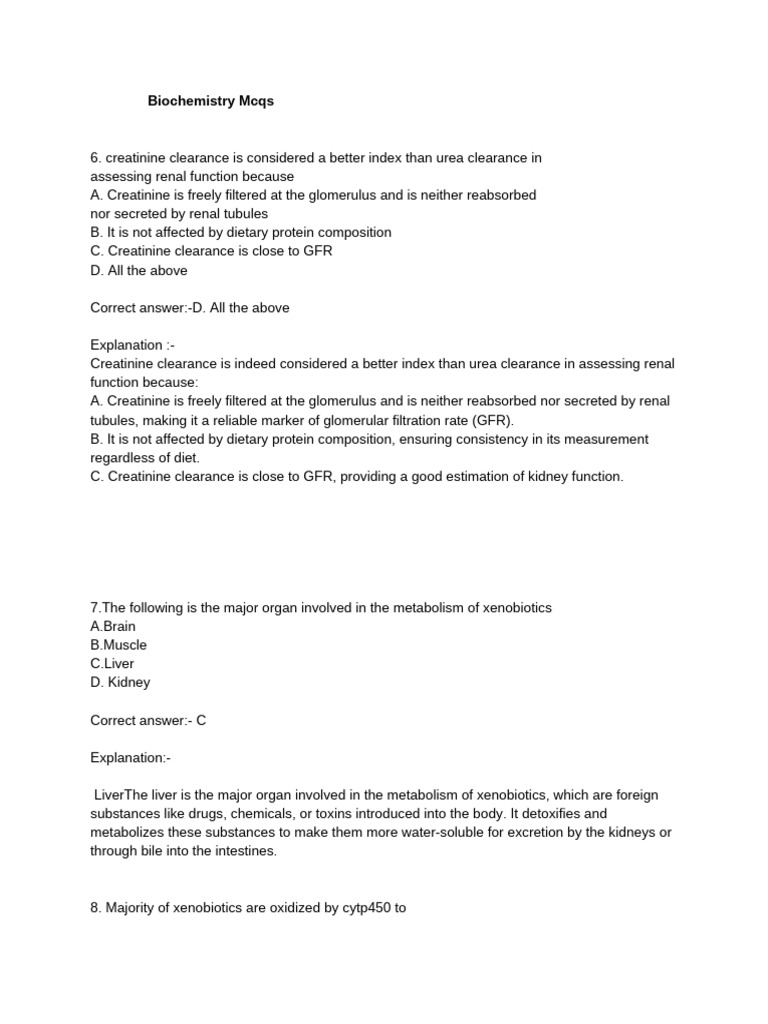 Biochemistry MCQs for Students | PDF
