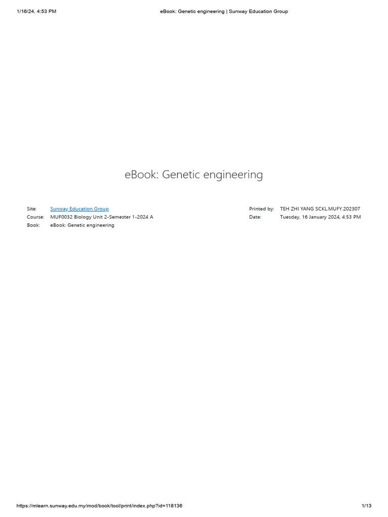 Ebook - Genetic Engineering - Sunway Education Group | PDF | Plasmid ...