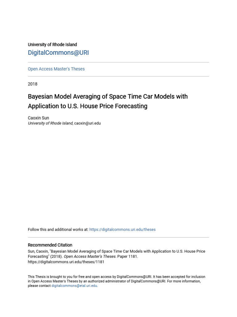 Bayesian Model Averaging of Space Time Car Models With Applicatio-1 | PDF | Dependent And ...