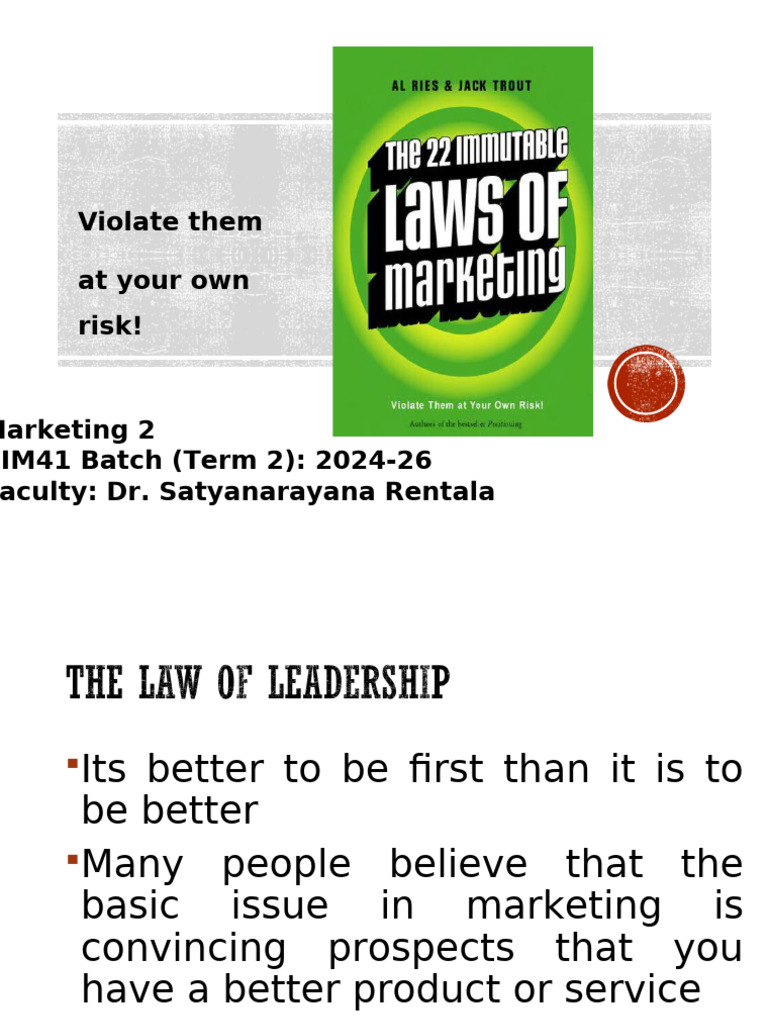 Marketing 2 - 22 Immutable Laws of Marketing | PDF | Marketing