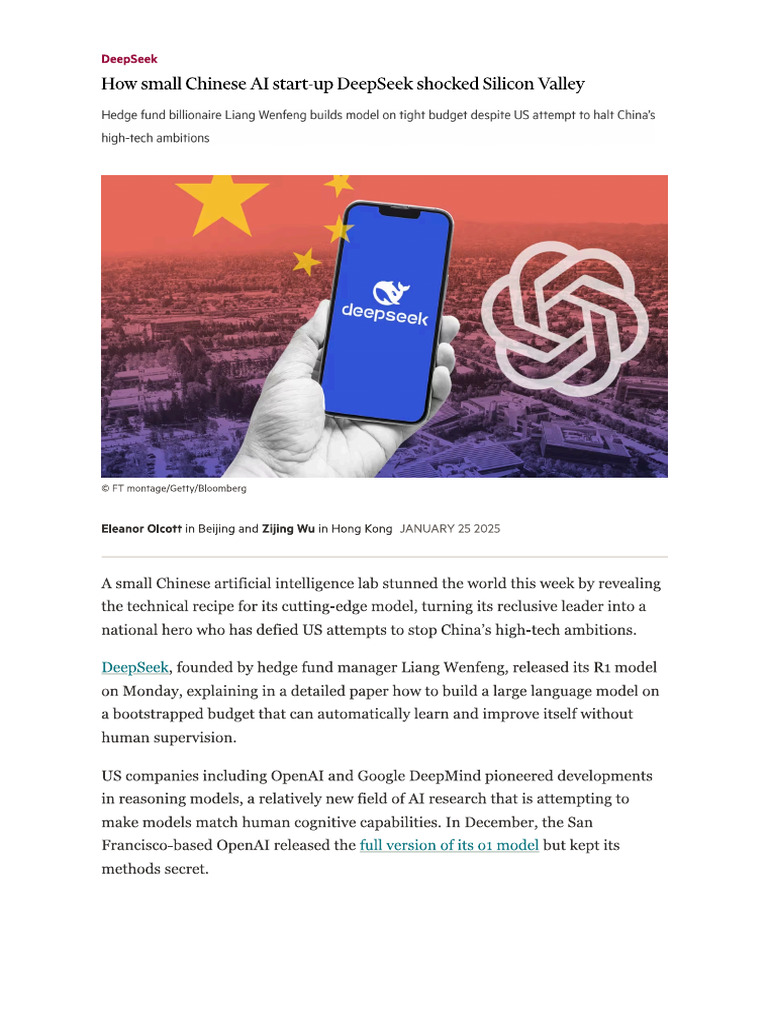 How small Chinese AI start-up DeepSeek shocked Silicon Valley | PDF