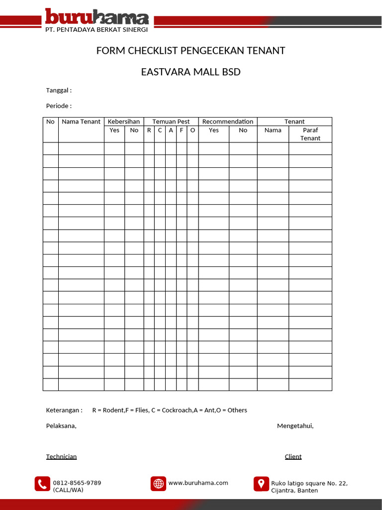 FORM Cek Tenant Eastvara | PDF