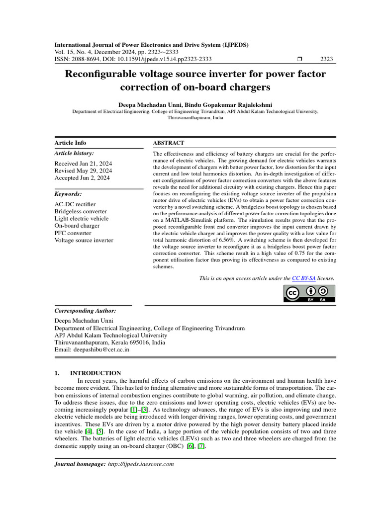 Reconfigurable voltage source inverter for power factor correction of ...