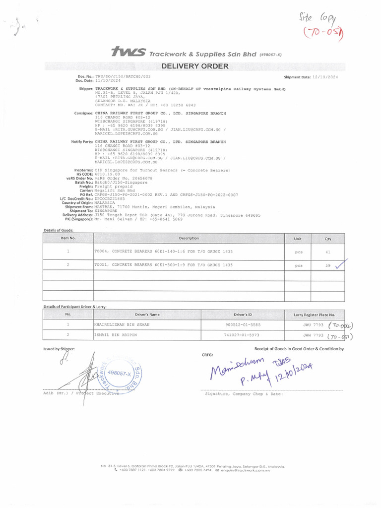 J150 B0 Cipl Lorry No.3 To004 & To051 Do | PDF