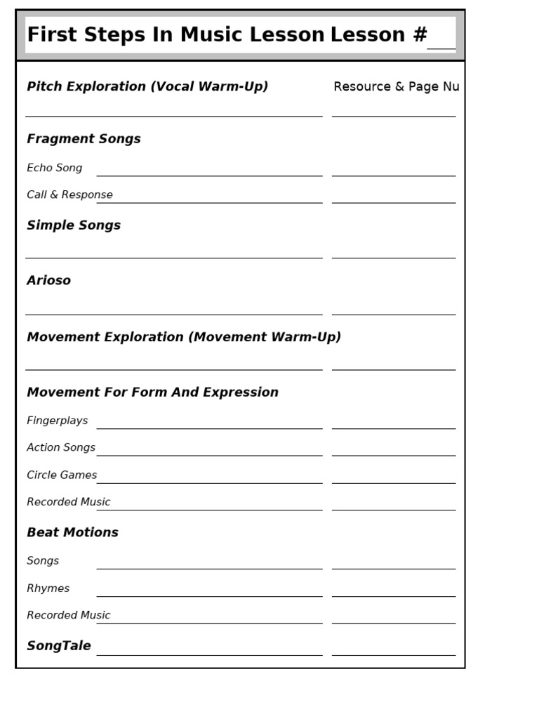 Music Lesson Plan Template | PDF