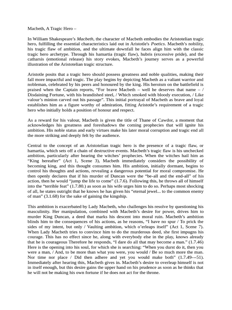 Macbeth-A Tragic Hero | PDF | Macbeth