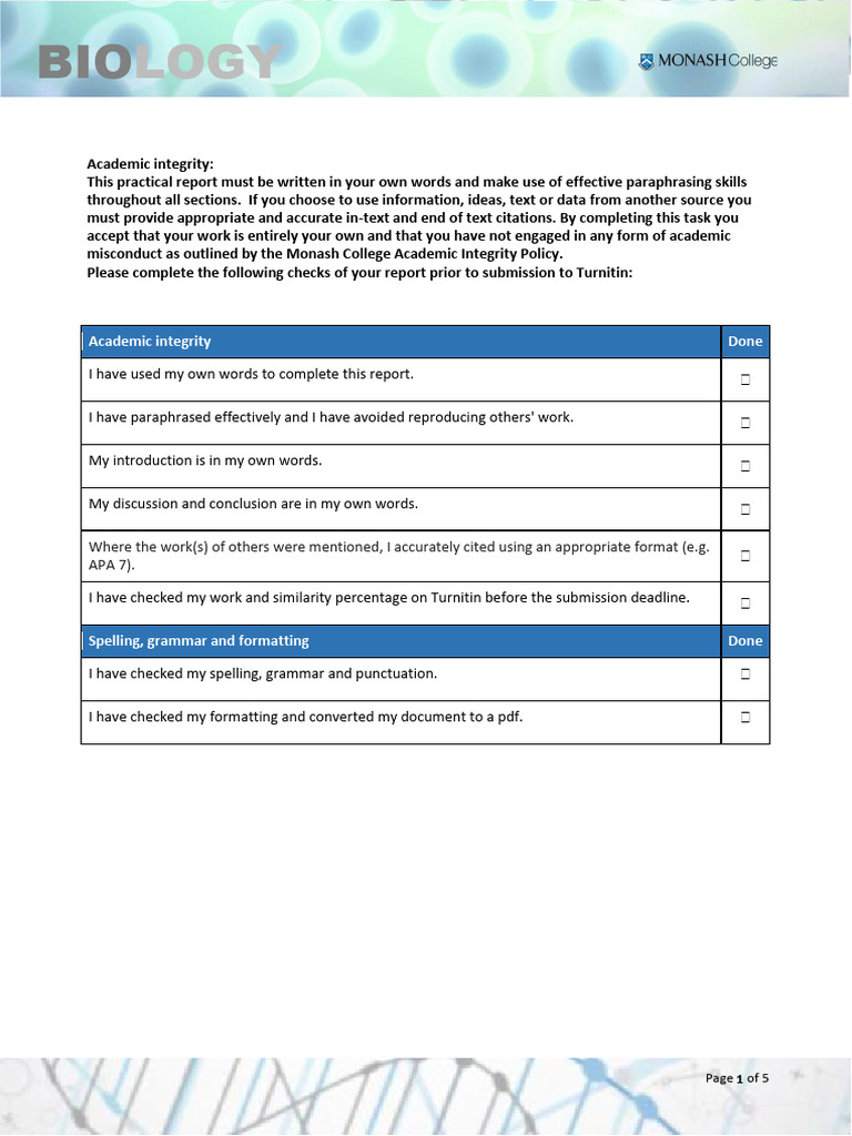 A0 - Formative Practical Activity - DNA Extraction - S1 - 2024 | PDF ...