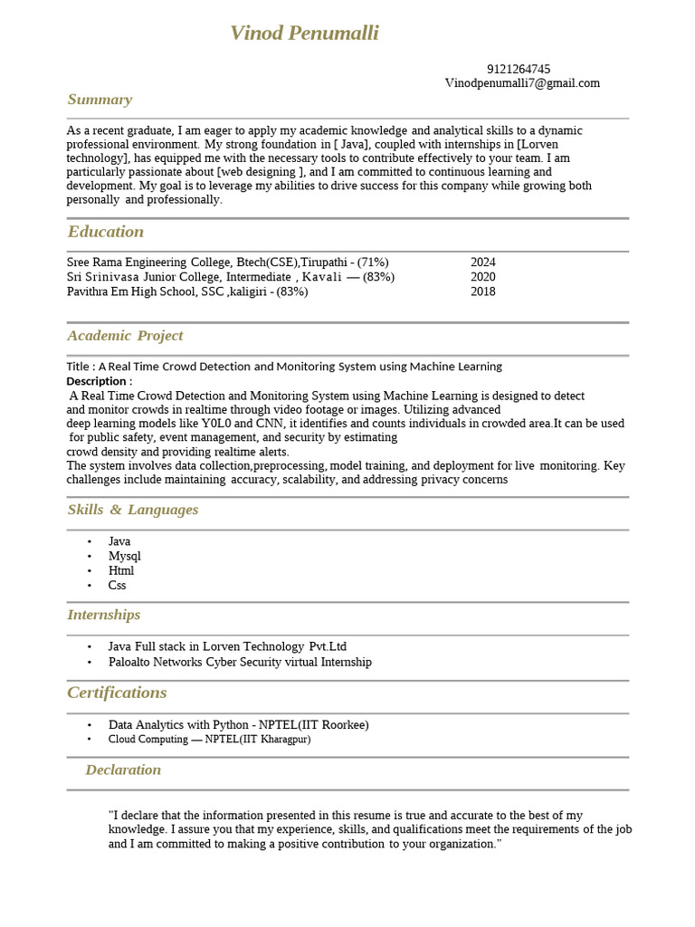 Vinod Resume-1 (1) | PDF