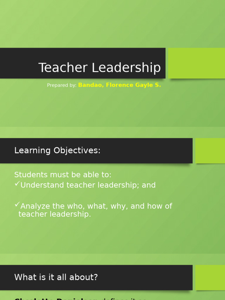 Teacher Leadership [Autosaved] | PDF | Teachers | Leadership