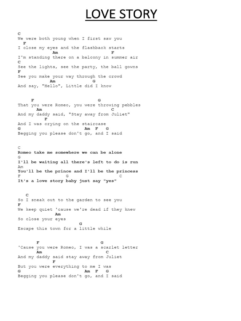 Love Story (C, G, Am, F, D, A) | PDF