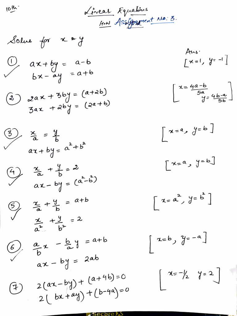 Solve For X and y Linear Equations | PDF