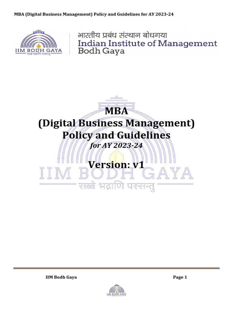 MBA-DBM-Policy-and-Guidelines-2023-24 | PDF | Analytics | Business