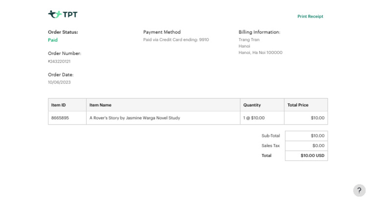 A rover's story receipt | PDF