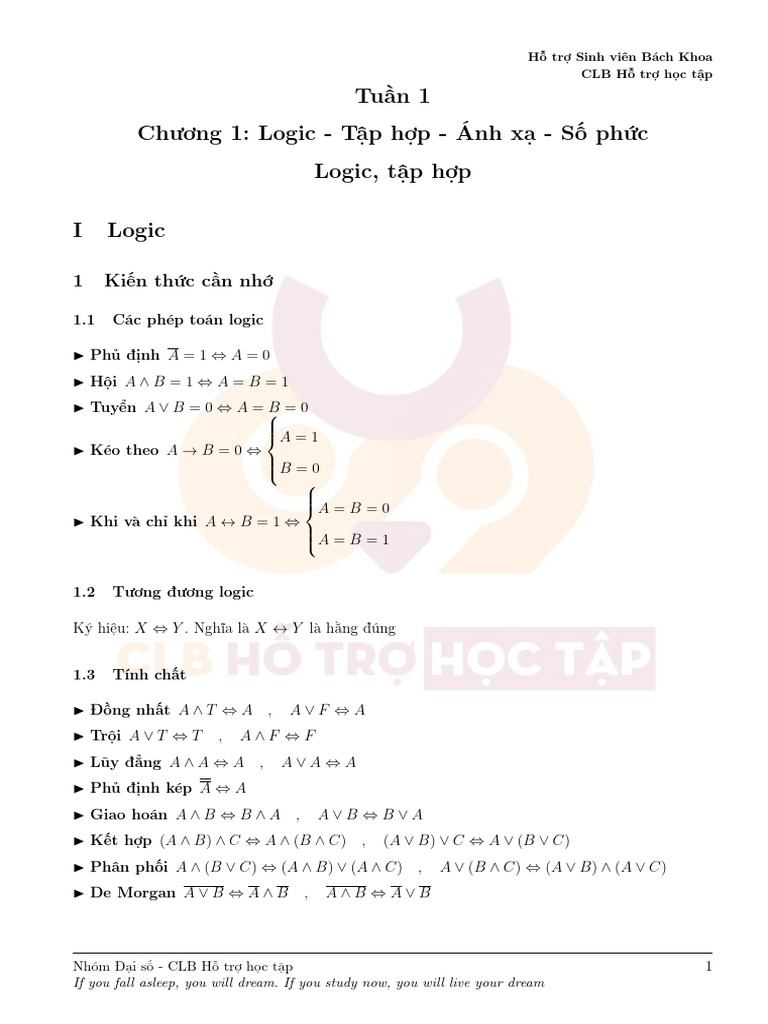 LÃ½ thuyáº¿t Ä áº¡i sá» - ChÆ°Æ¡ng 1+2 - CLB HTHT | PDF