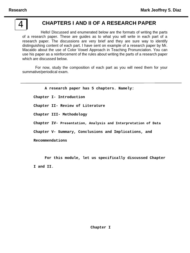 Module 4 Format Chapters I and II | PDF | Theory | Hypothesis