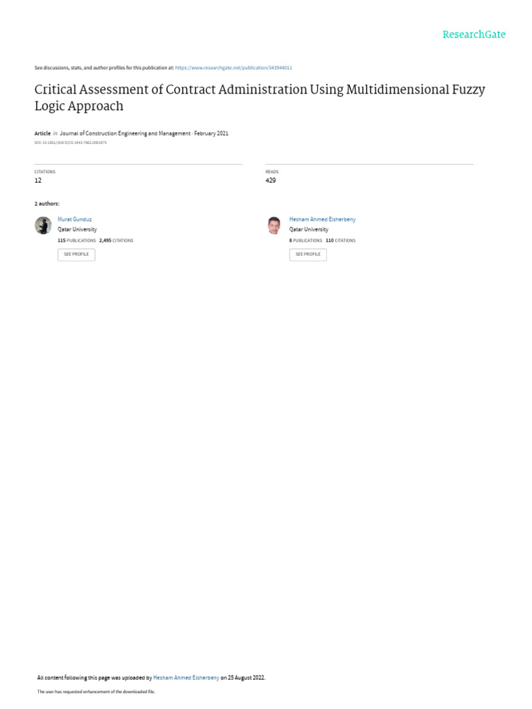 Critical Assessment of Contract Administration UsingMultidimensional ...