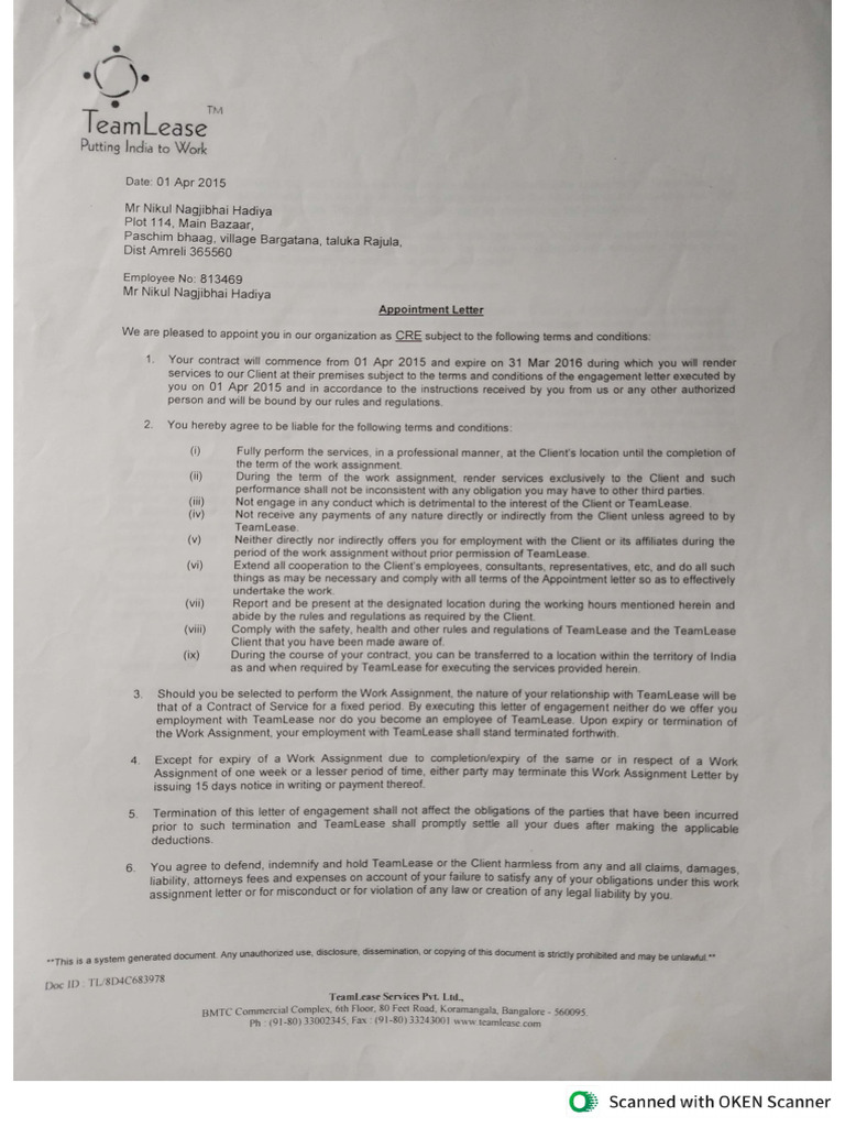 Relieving Letter | PDF
