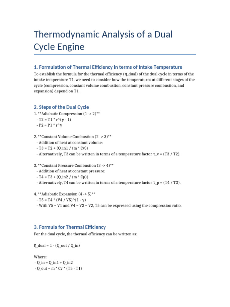 Dual Cycle Analysis | PDF